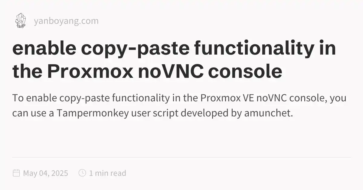 enable copy-paste functionality in the Proxmox noVNC console