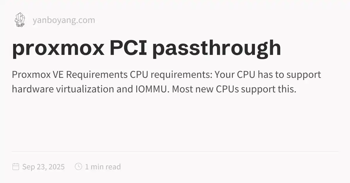 proxmox PCI passthrough