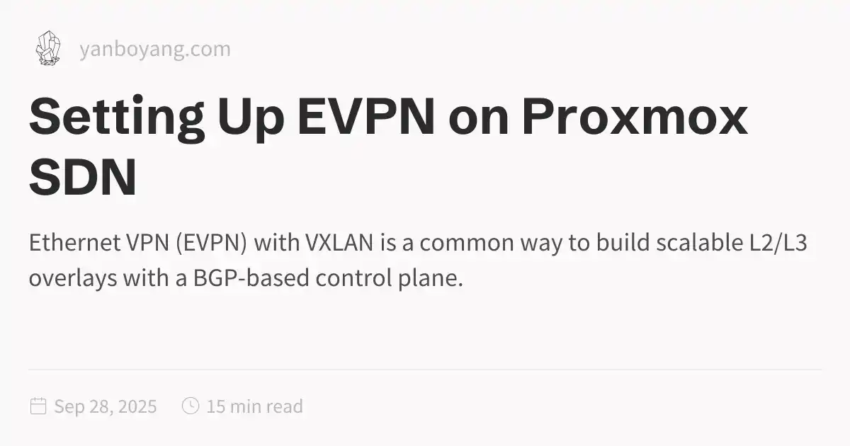 Setting Up EVPN on Proxmox SDN